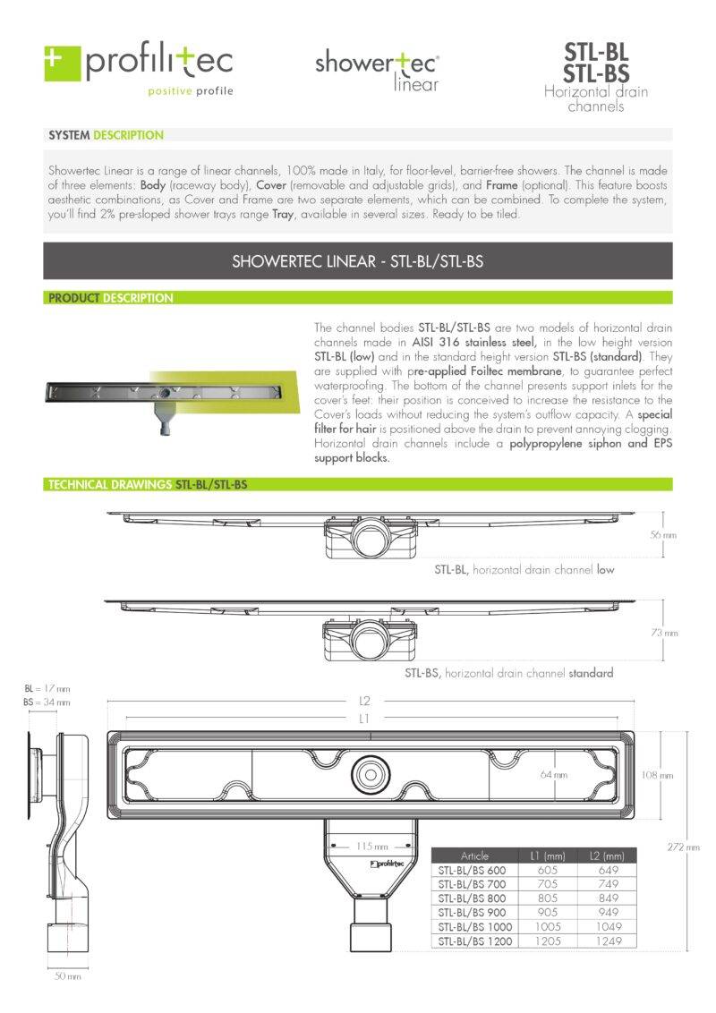 Rigola dus – Profilitec Showertec Linear | PROFIL EXPERT l Profile Premium Gresie Faianta ...