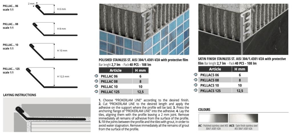 Profil invizibil negru pt ceramica taiata in 45 grade Prokerlam PKLLA ...
